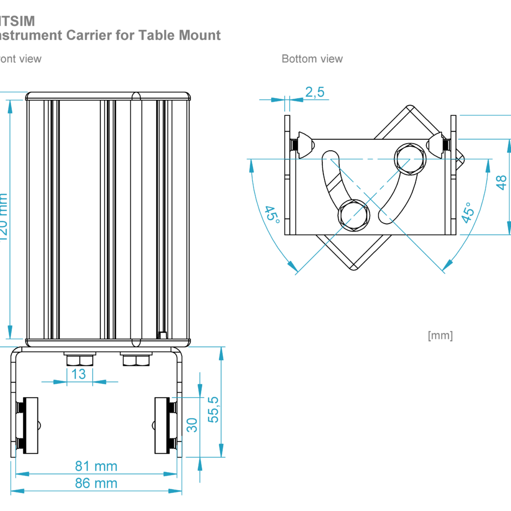 Table Mount Instrument Carrier dimensions – MTSIM – MONSTERTECH