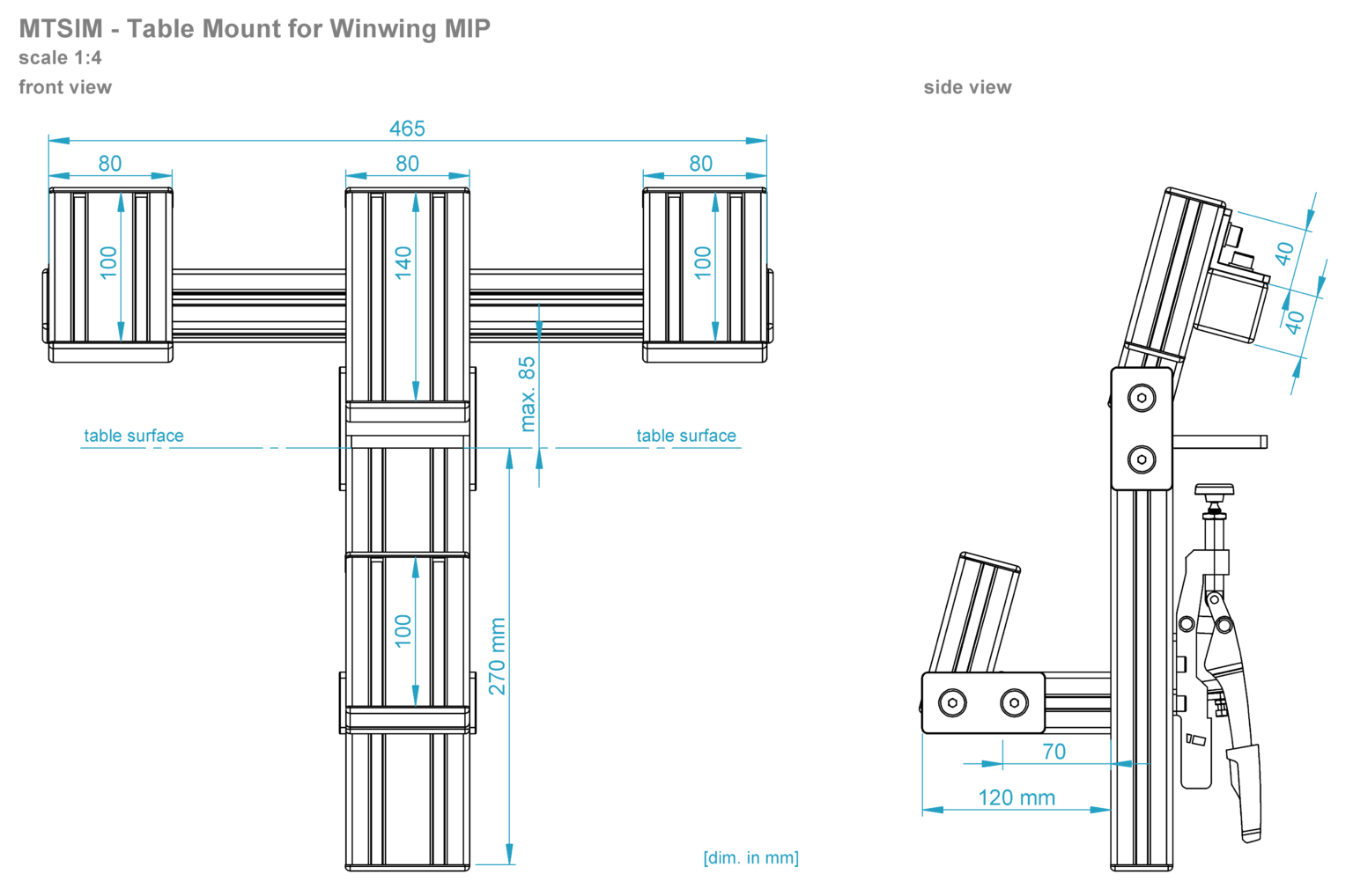 Desk Mount for Winwing MIP – MTSIM – MONSTERTECH