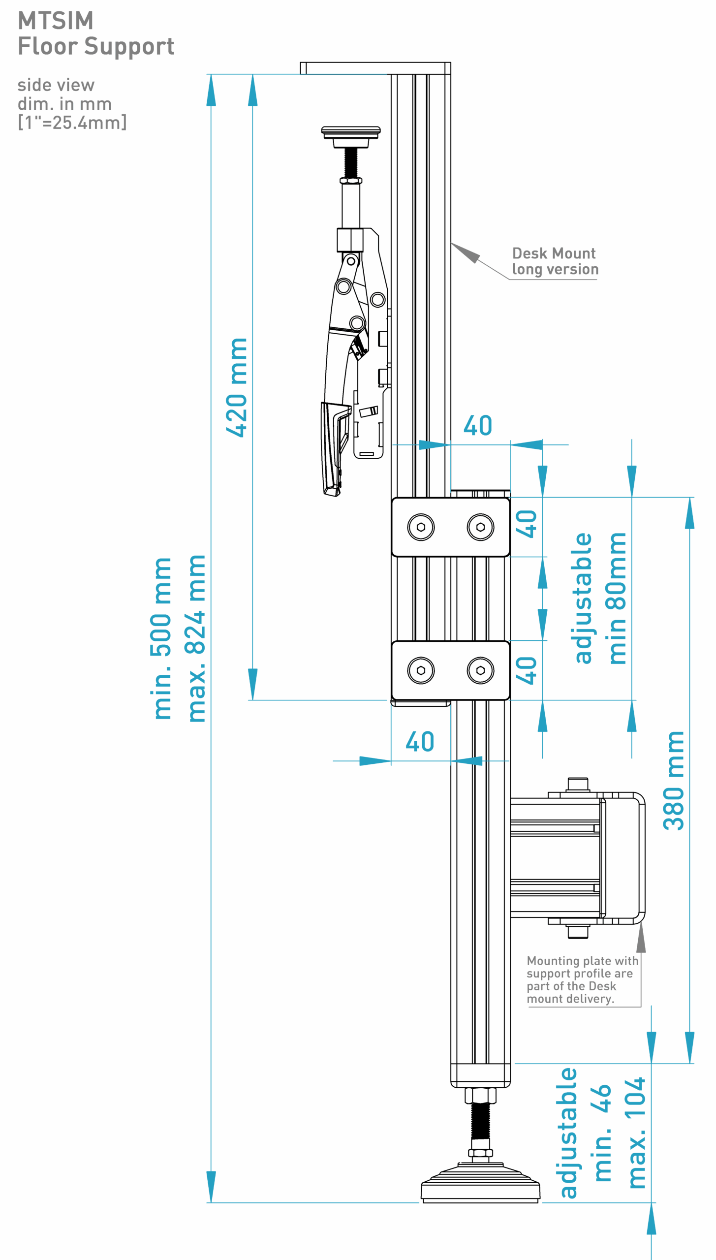 Floor Support For Desk Mount – MTSIM USA